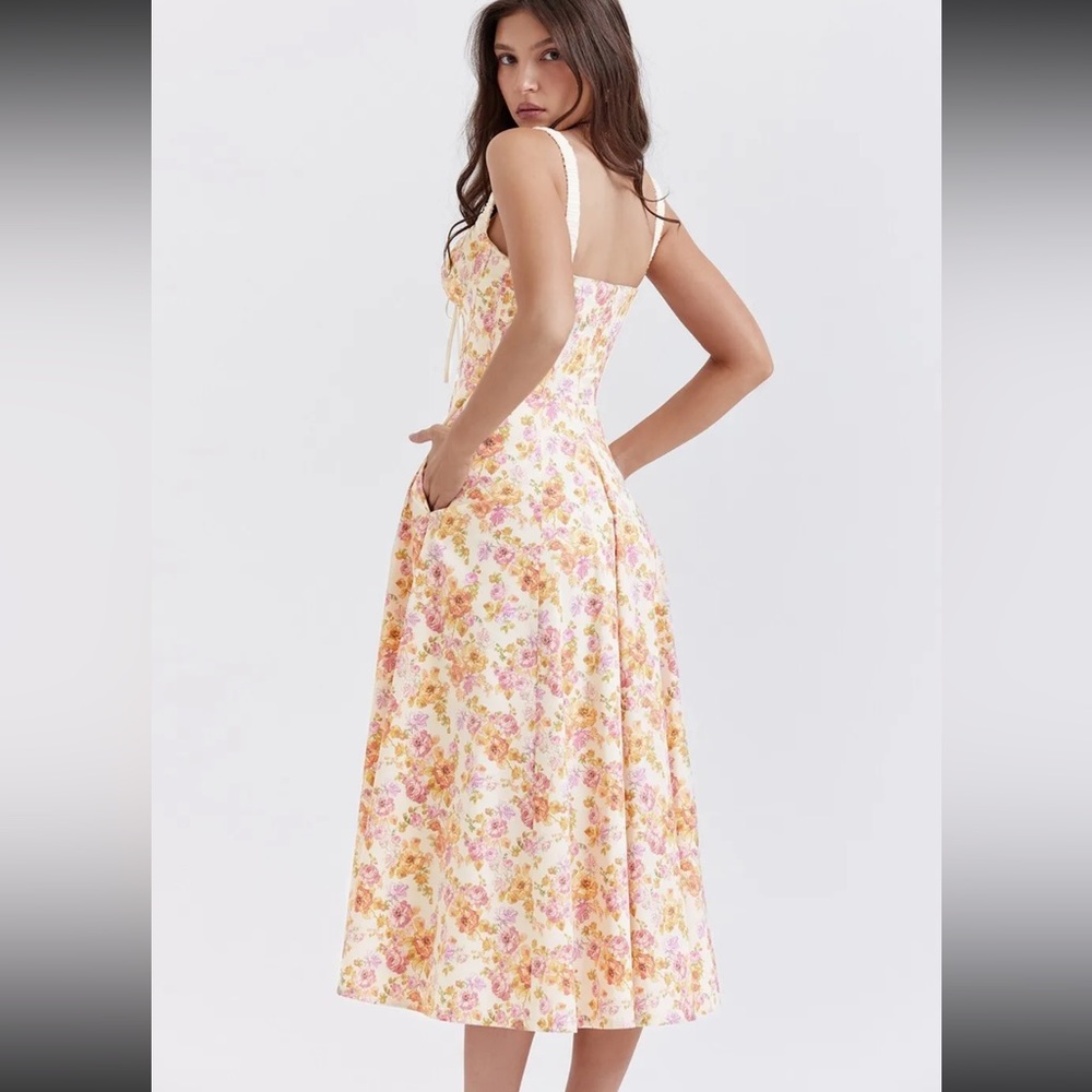 House Of Cb 'Paloma' Ivory Print Bustier Sundress /Si… - Gem